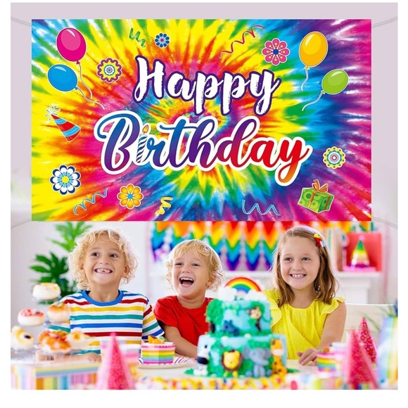 Party Supplies | Tiedye Happy Birthday Banner 6x4 New | Poshmark
